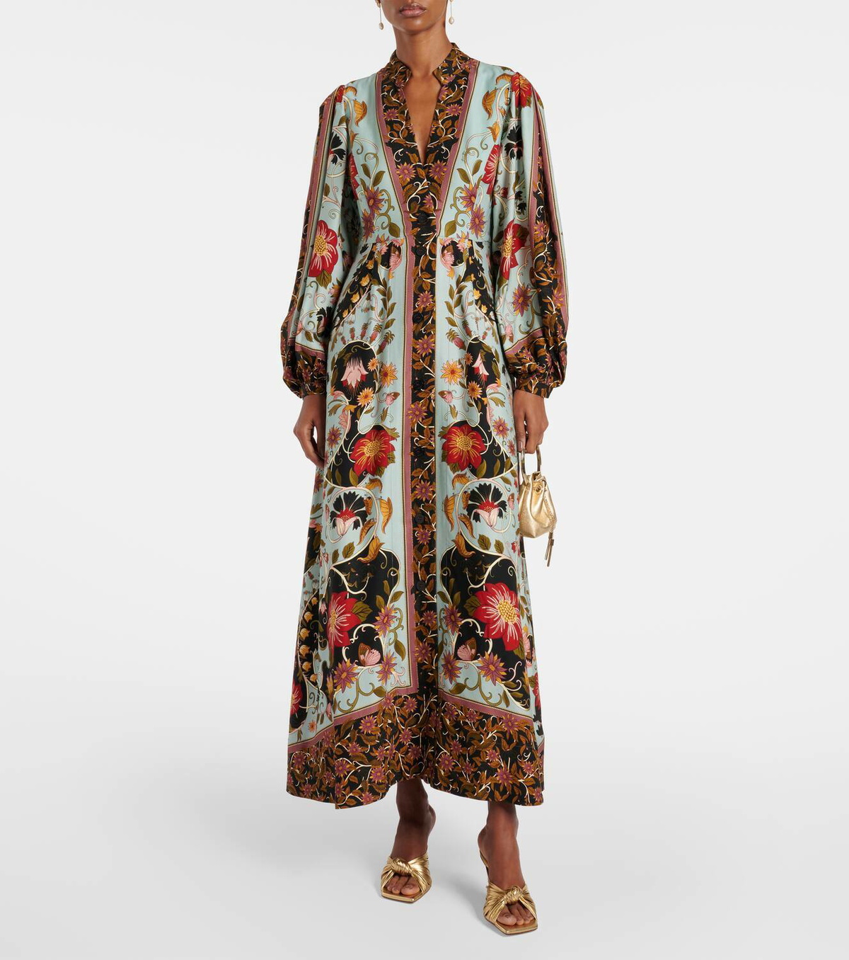 Farm Rio Blue Flowing Beauty floral maxi dress Farm Rio