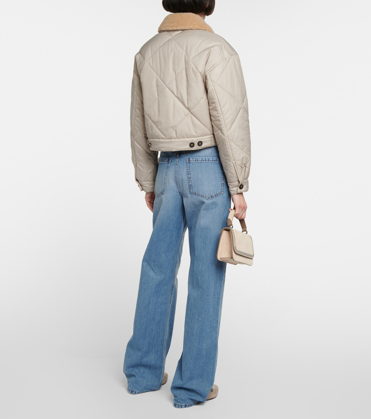 Brunello Cucinelli Shearling-trimmed quilted jacket Brunello Cucinelli