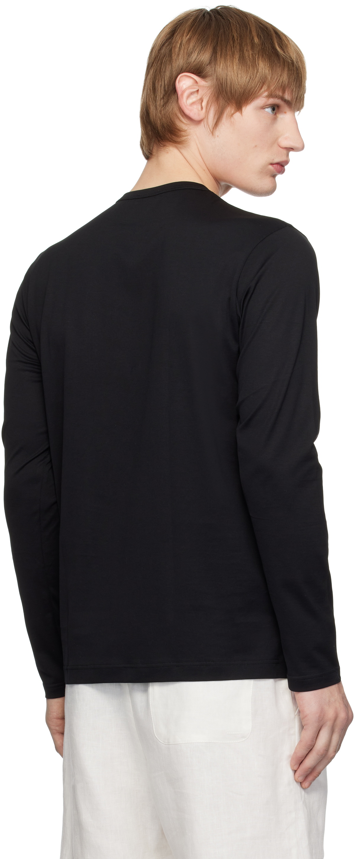 Sunspel Black Long Sleeve Classic T-shirt Sunspel