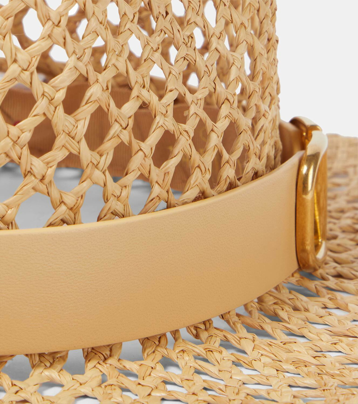 Valentino VLogo leather-trimmed straw hat Valentino