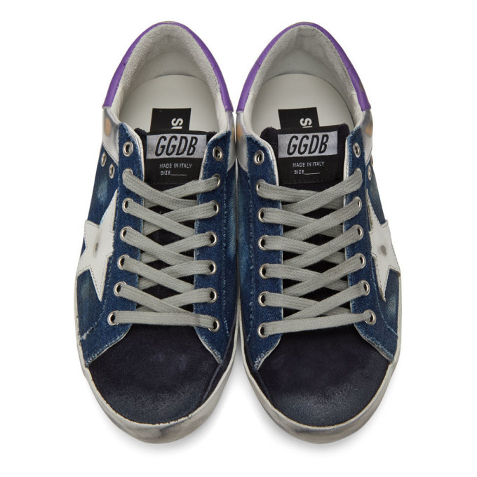 Golden Goose Blue and Silver Denim Superstar Sneakers Golden Goose ...