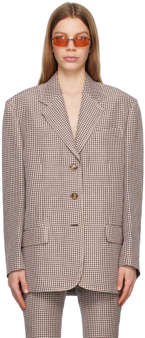 Acne Studios Brown & White Check Blazer Acne Studios