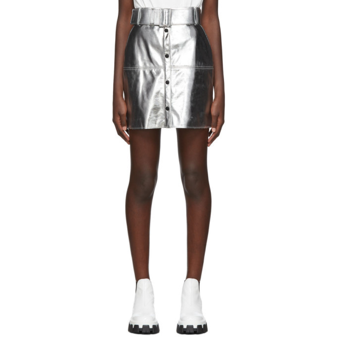 MSGM Silver Eco Leather Miniskirt MSGM