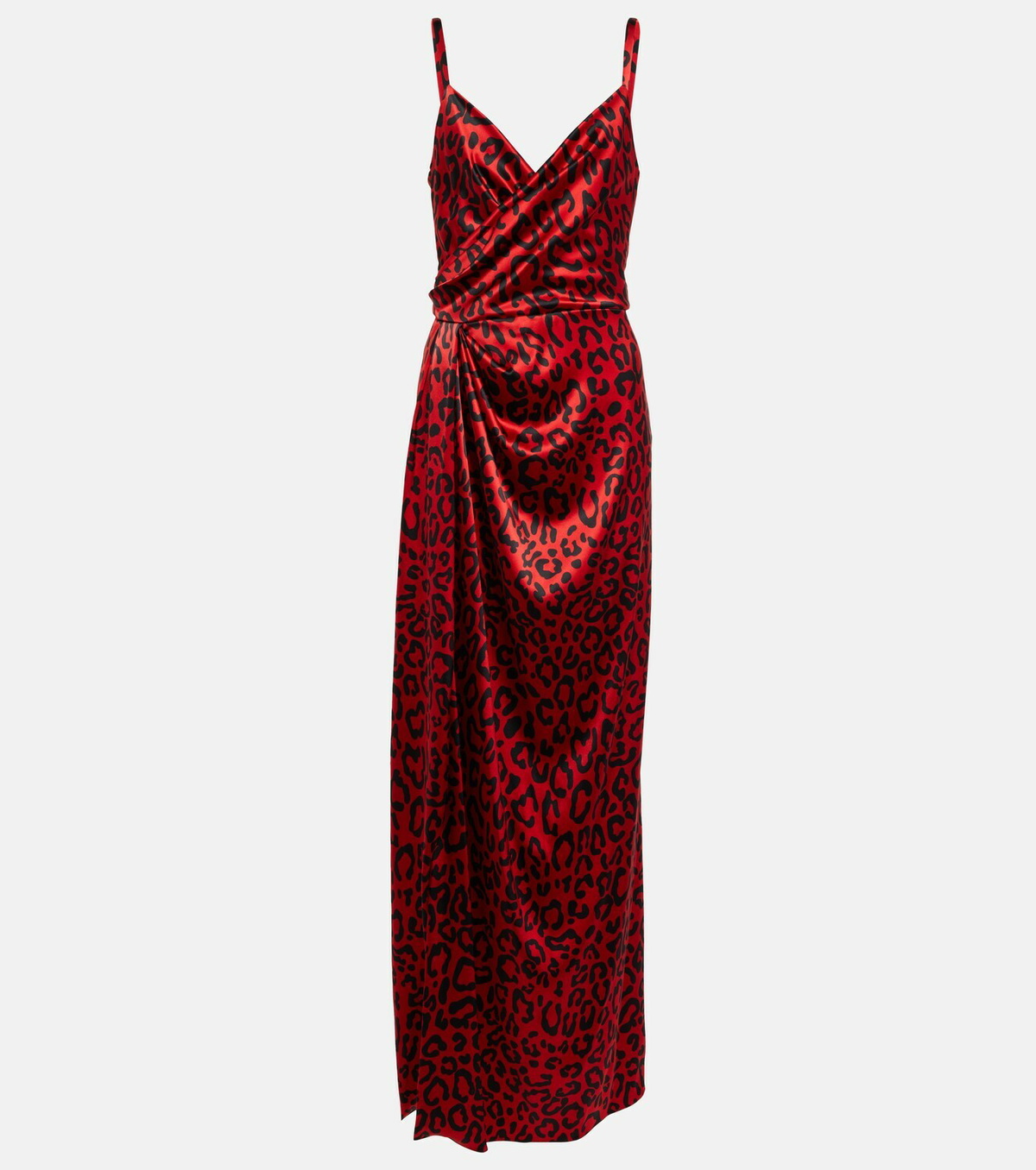 Dolceandgabbana Leopard Print Silk Blend Satin Gown Dolce And Gabbana