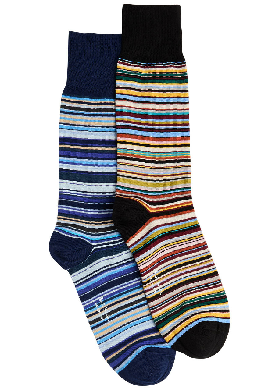 Paul Smith Striped Cotton-blend Socks - set of two - Multicoloured ...
