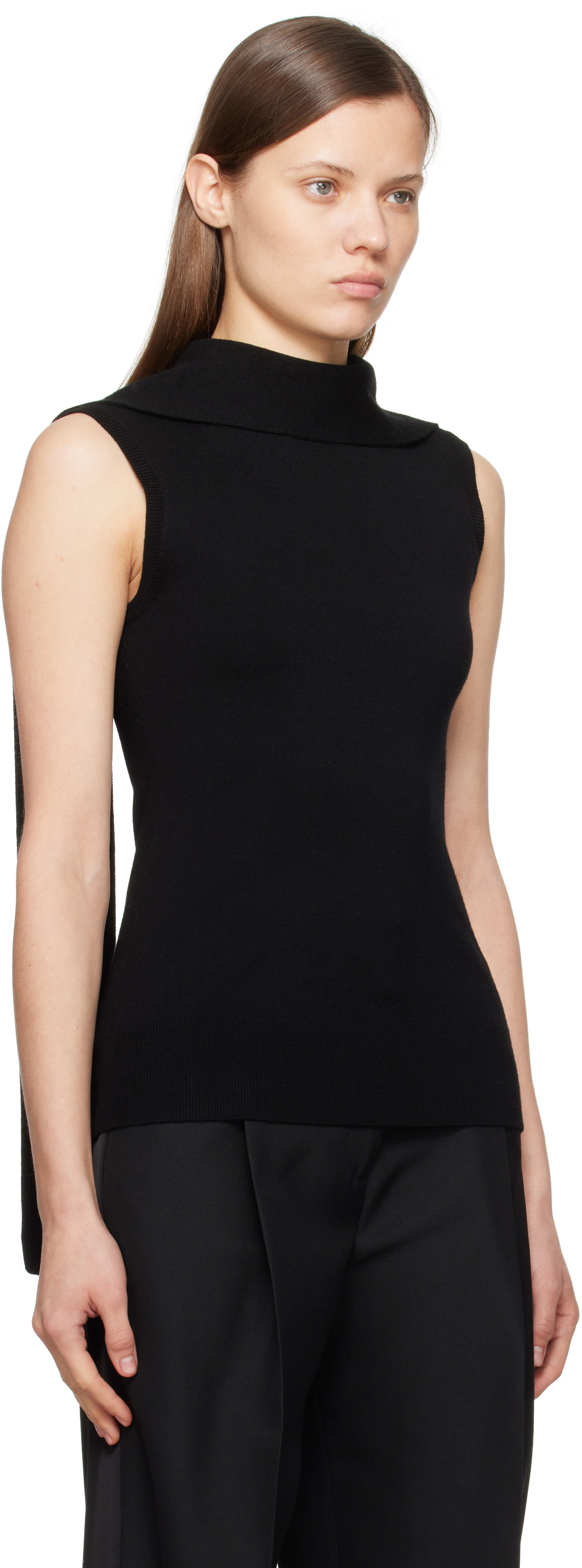 TOTEME Black Sleeveless Scarf Knit Tank Top Toteme