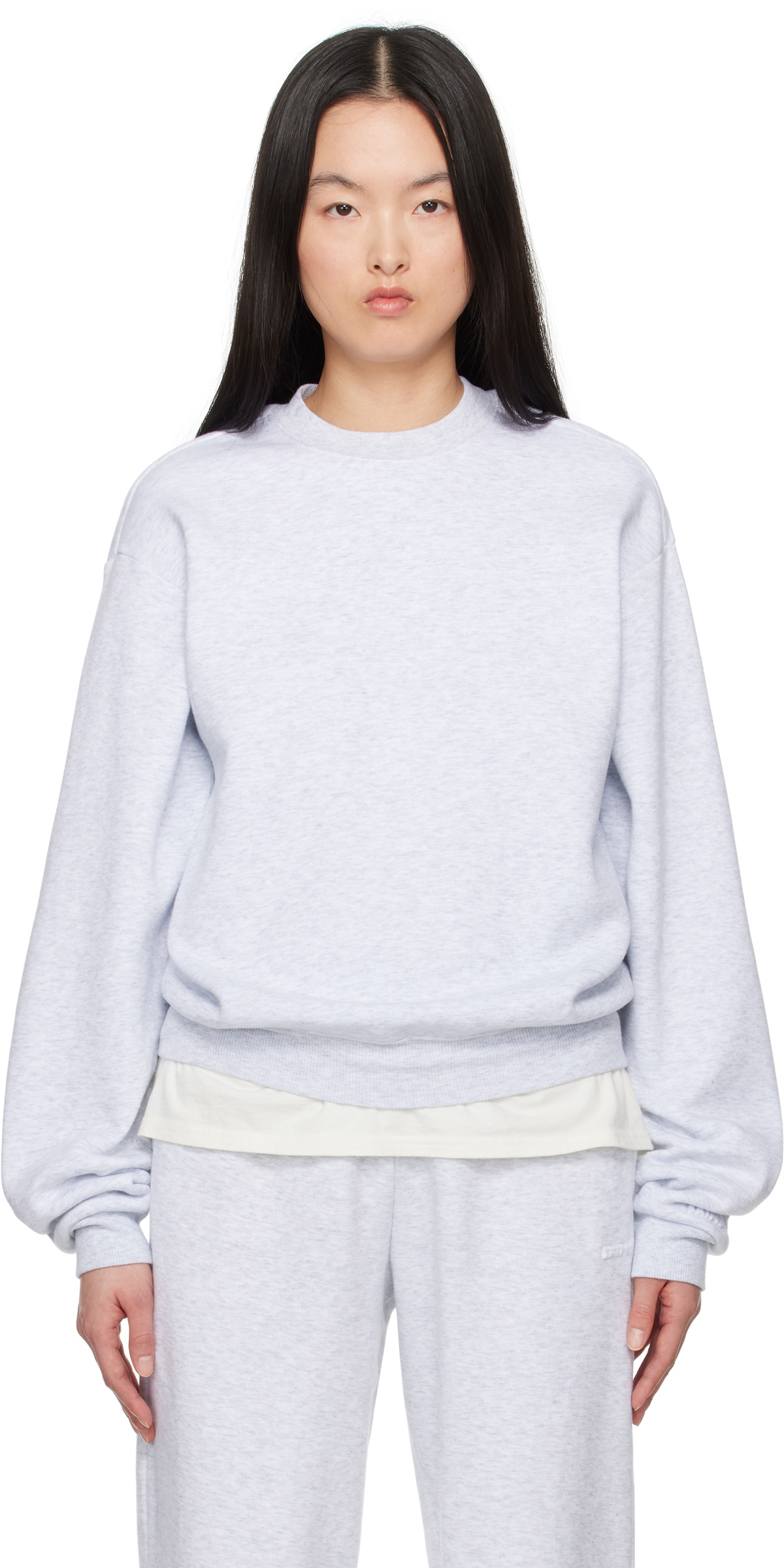 SKIMS Gray Cotton Fleece Classic Crewneck Sweatshirt SKIMS