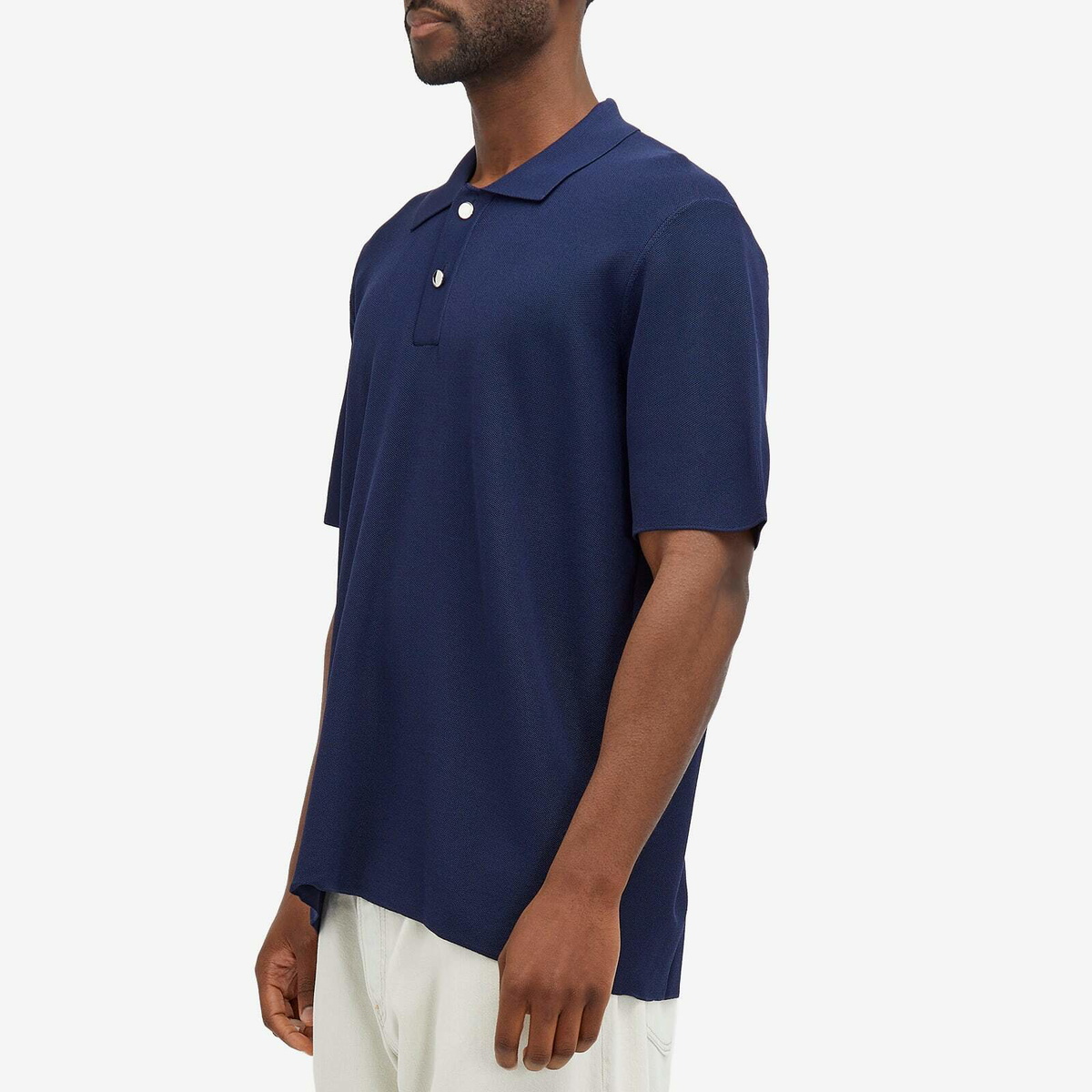 Jacquemus Men's Maille Knit Polo in Dark Navy Jacquemus