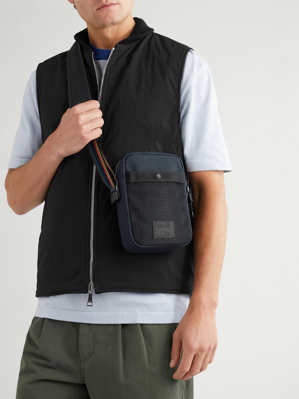 Paul Smith - Flight Leather and Mesh-Trimmed Canvas Messenger Bag Paul ...