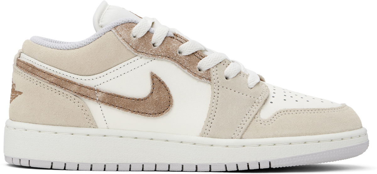 Nike Jordan Big Kids White & Beige Air Jordan 1 Low SE Sneakers Nike ...