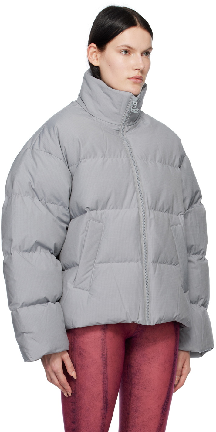 Diesel Gray W-Oval Down Jacket Diesel