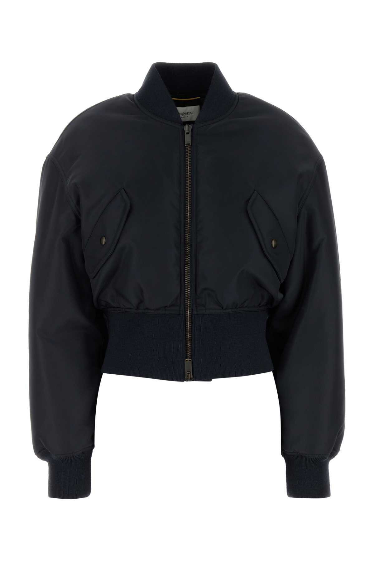 Saint Laurent Dark Blue Nylon Bomber Jacket Saint Laurent