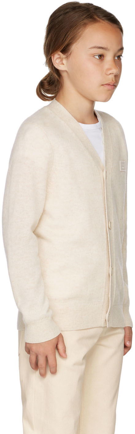 Acne Studios Kids Beige Wool Logo Cardigan Acne Studios