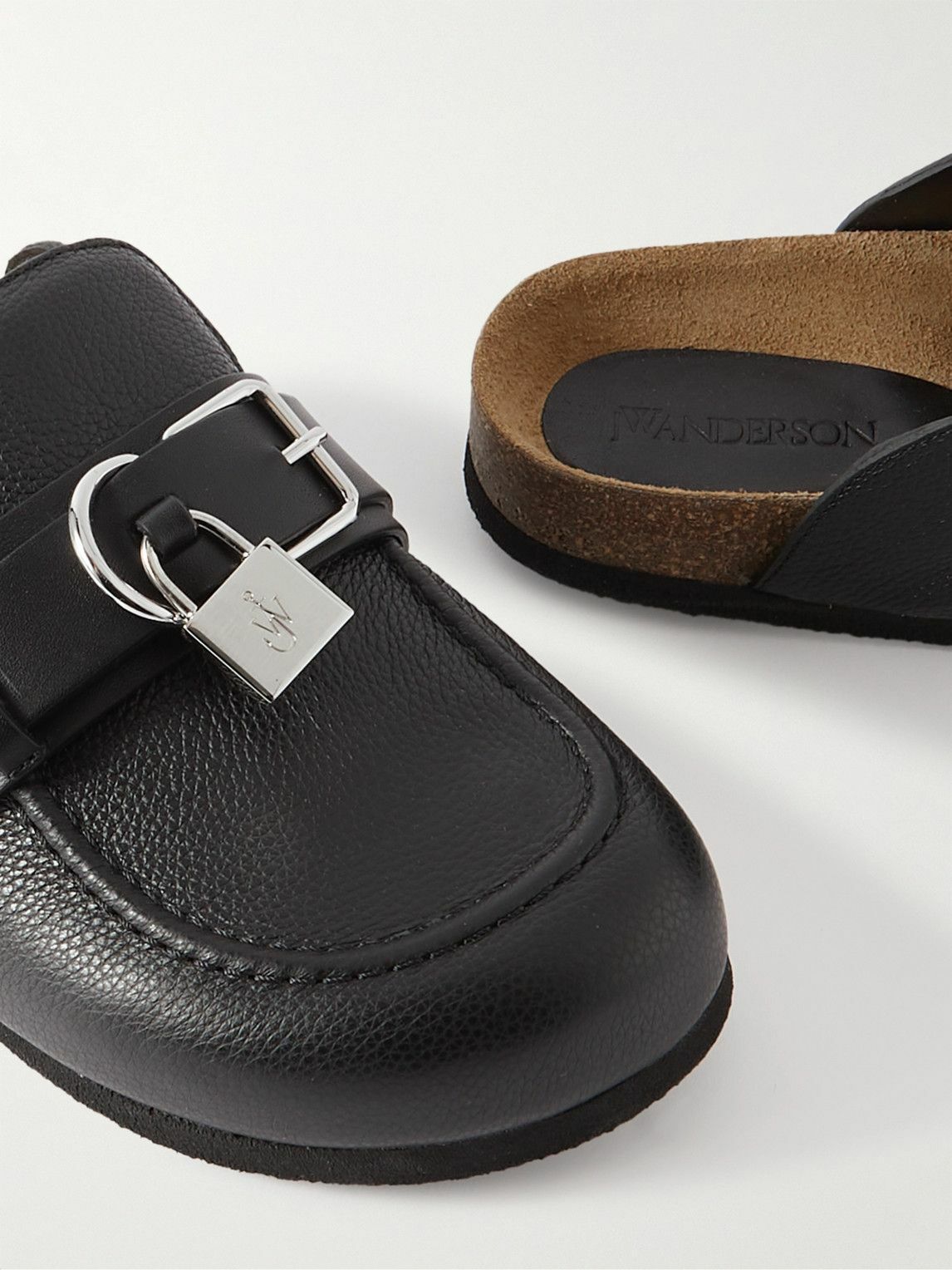 JW Anderson - Buckle-Embellished Full-Grain Leather Backless Loafers ...