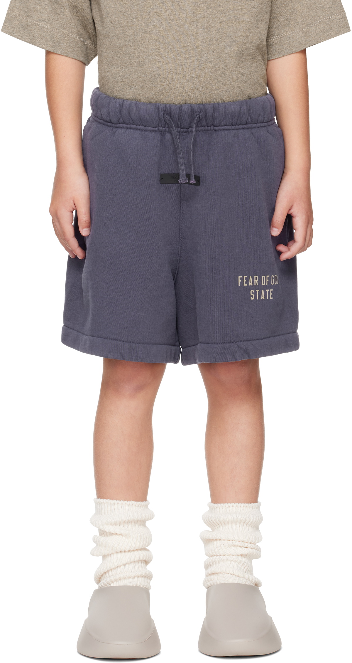 Fear of God ESSENTIALS Kids Navy Heavy Fleece Soccer Shorts Fear Of God ...