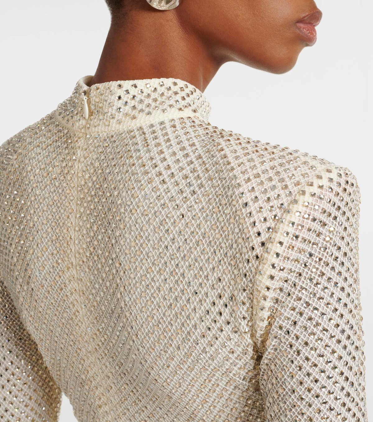 Self-Portrait Embellished fishnet midi dress Self-Portrait