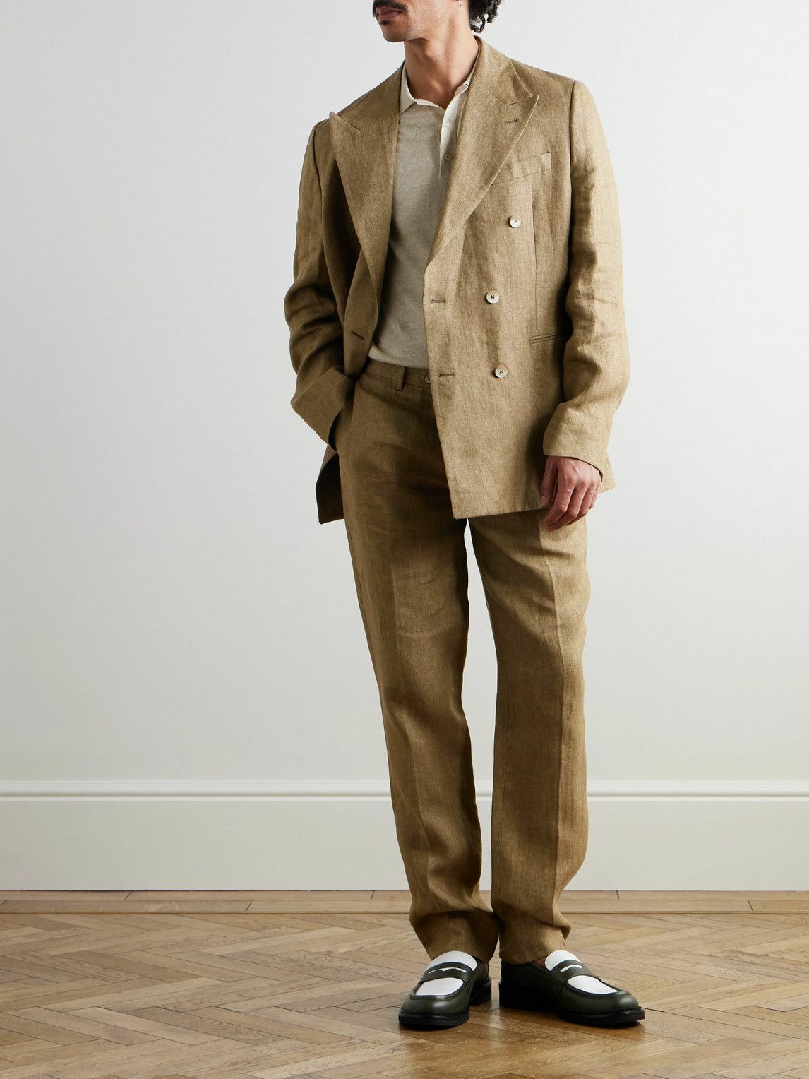 Frescobol Carioca - Affonso Straight-Leg Linen Suit Trousers - Brown ...