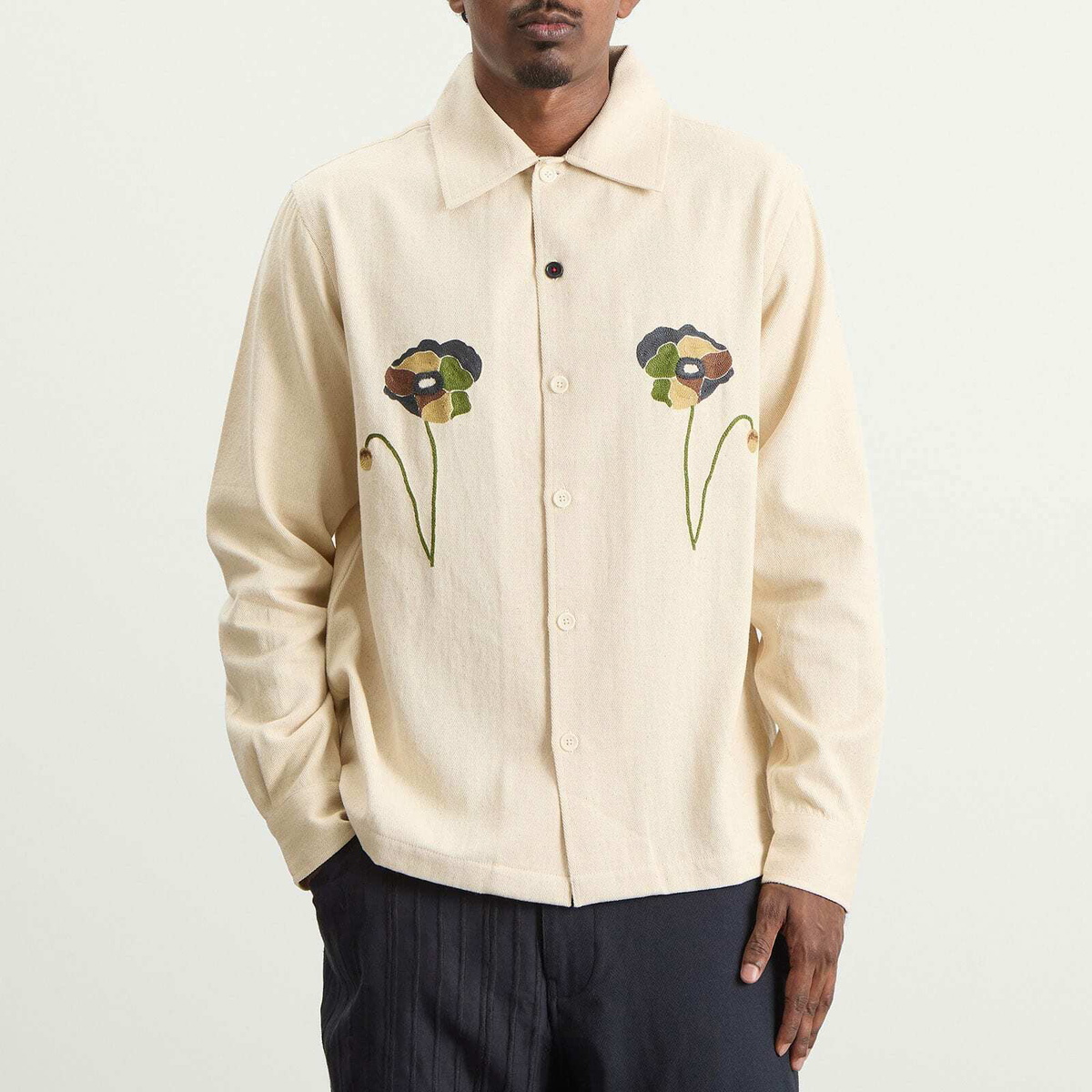 Kardo Men's Martin Embroidered Shirt in Natural Kardo