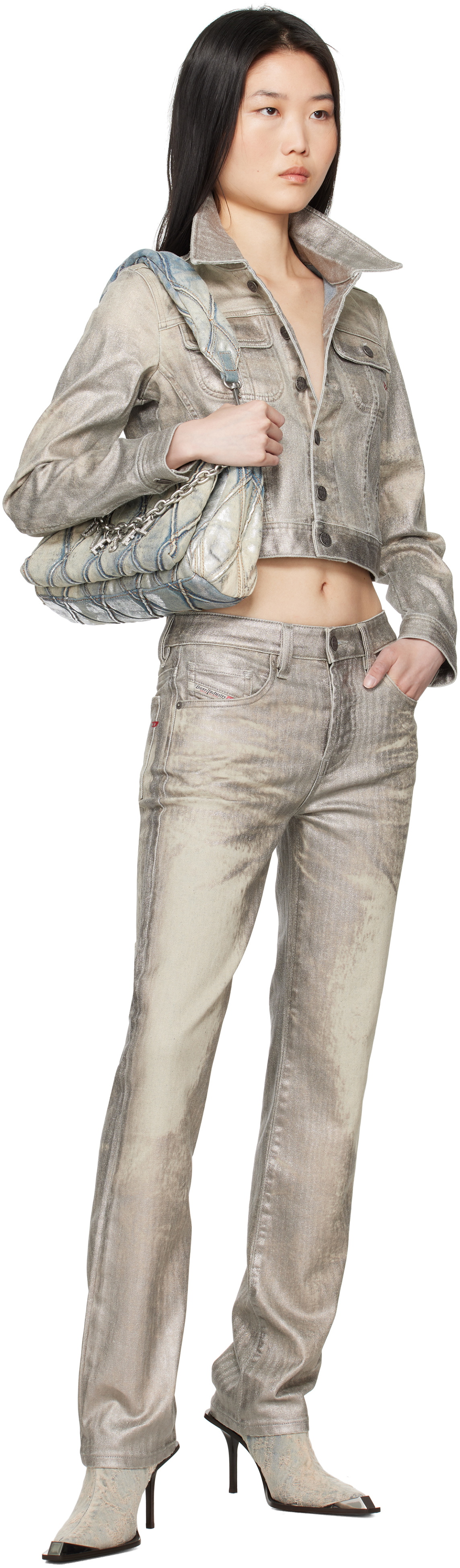 Diesel Silver De-Slimmy-S1 Denim Jacket Diesel