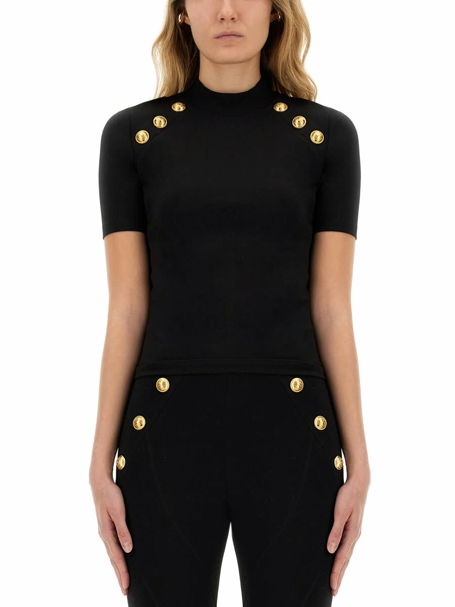 Balmain T-shirt With Buttons Balmain