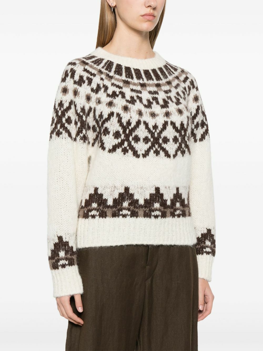 FRAME White Fair Isle Sweater Frame Denim
