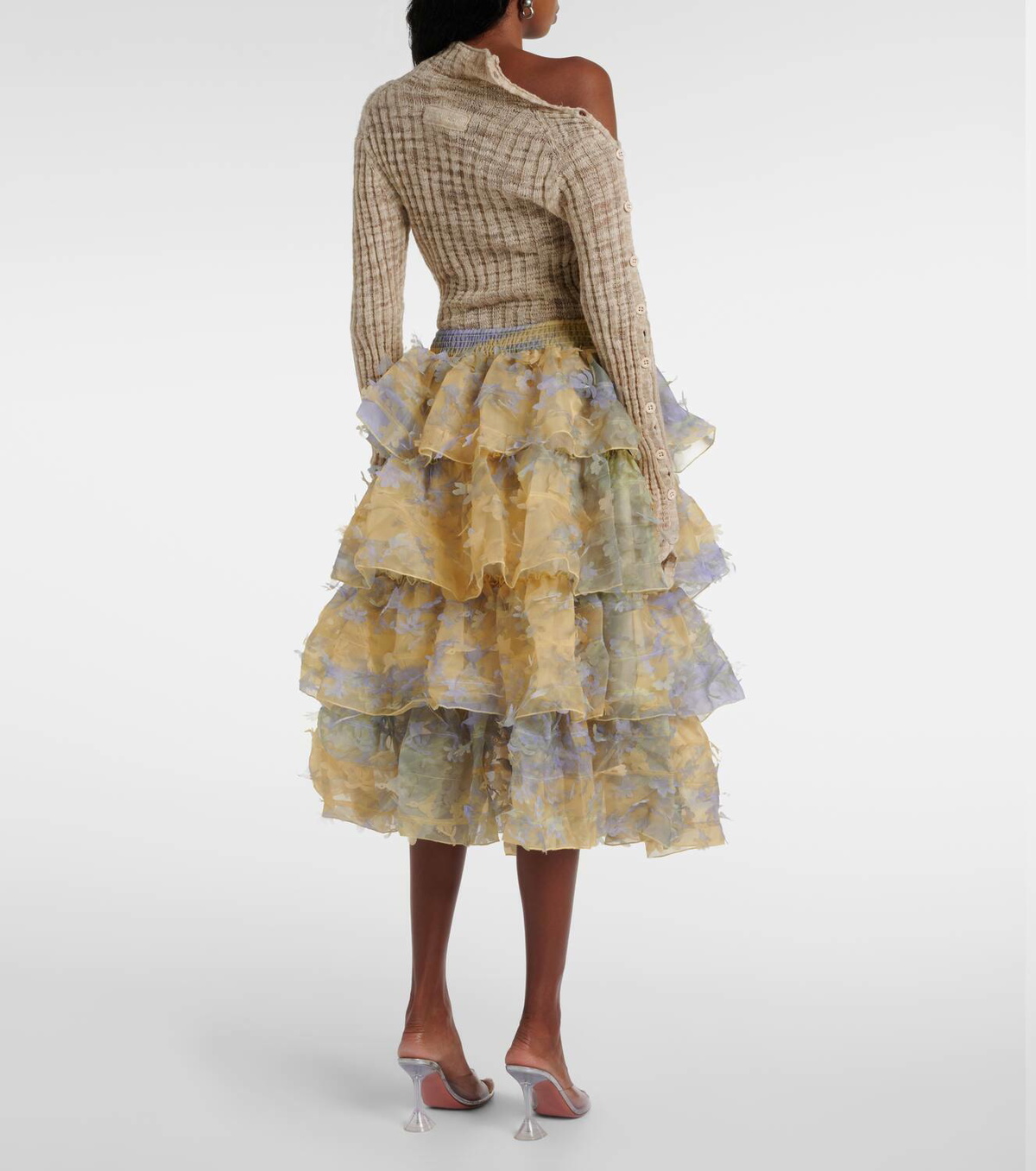 Susan Fang Ruffled appliqué midi skirt Susan Fang