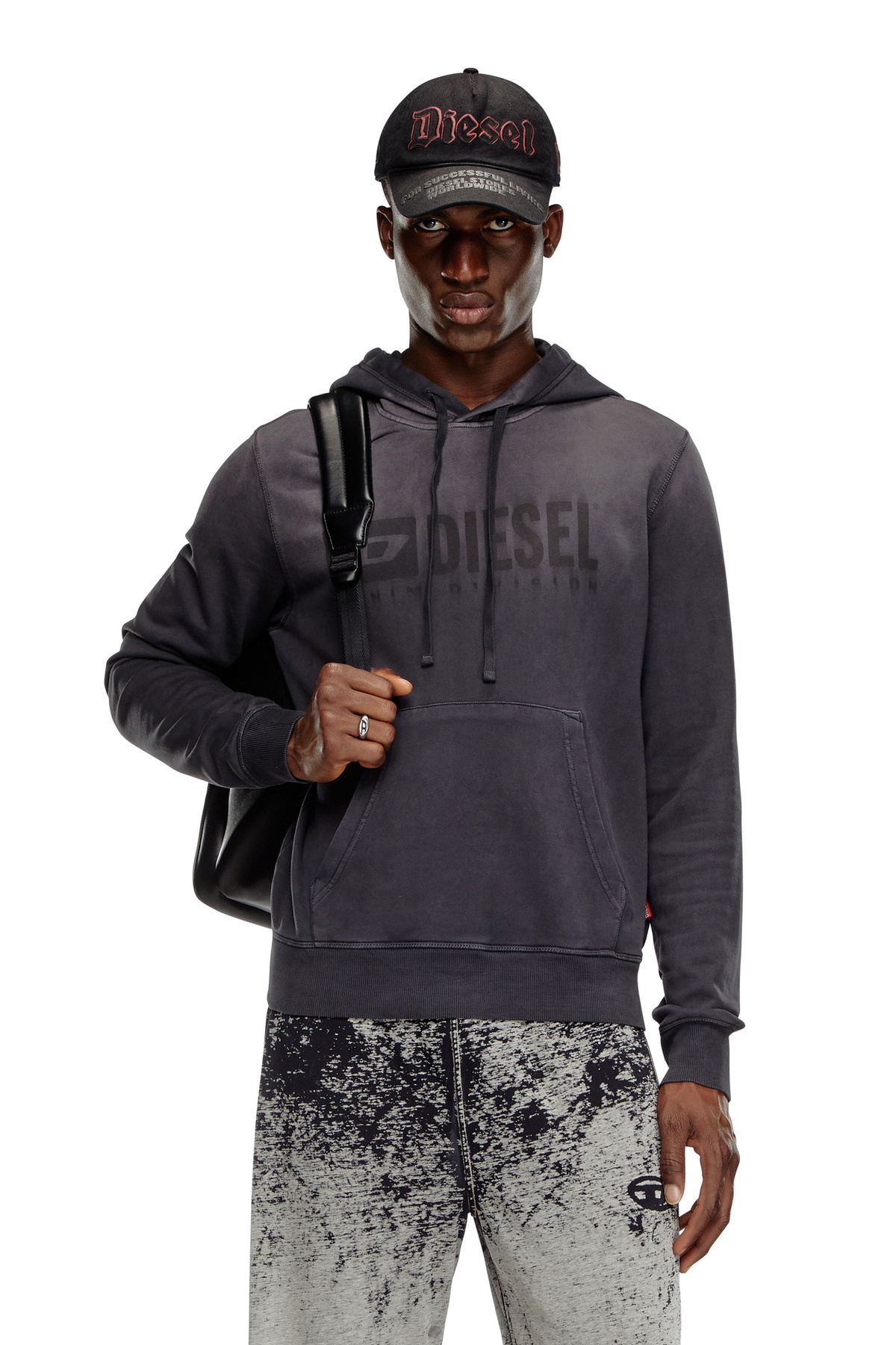 Diesel Faded hoodie with Denim Division logo - Sweaters Mens in Black ...