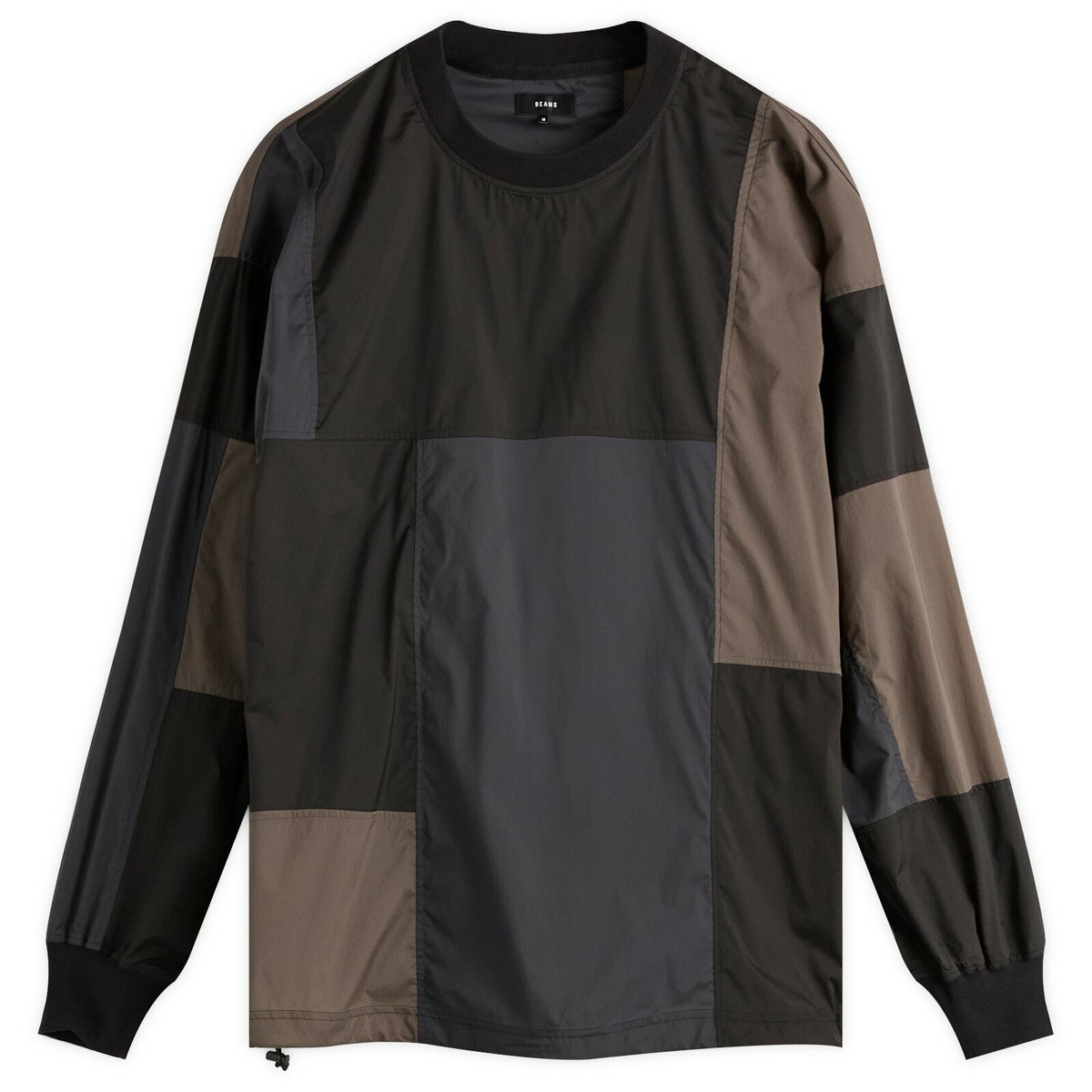 BEAMS Men's Patchwork Crew Neck in Black Beams Boy