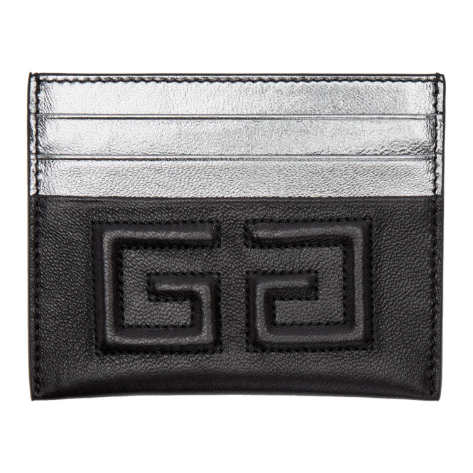 Givenchy Black and Silver Emblem 4G Card Holder Givenchy