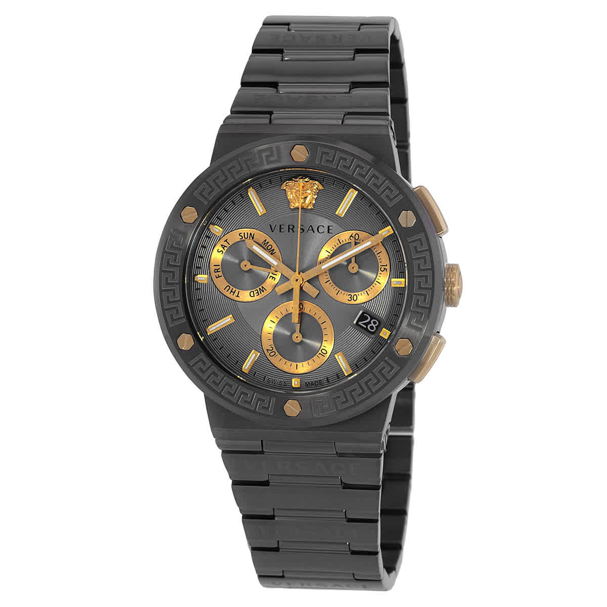 Versace Greca Logo Chronograph Quartz Grey Dial Mens Watch VEZ900521 ...