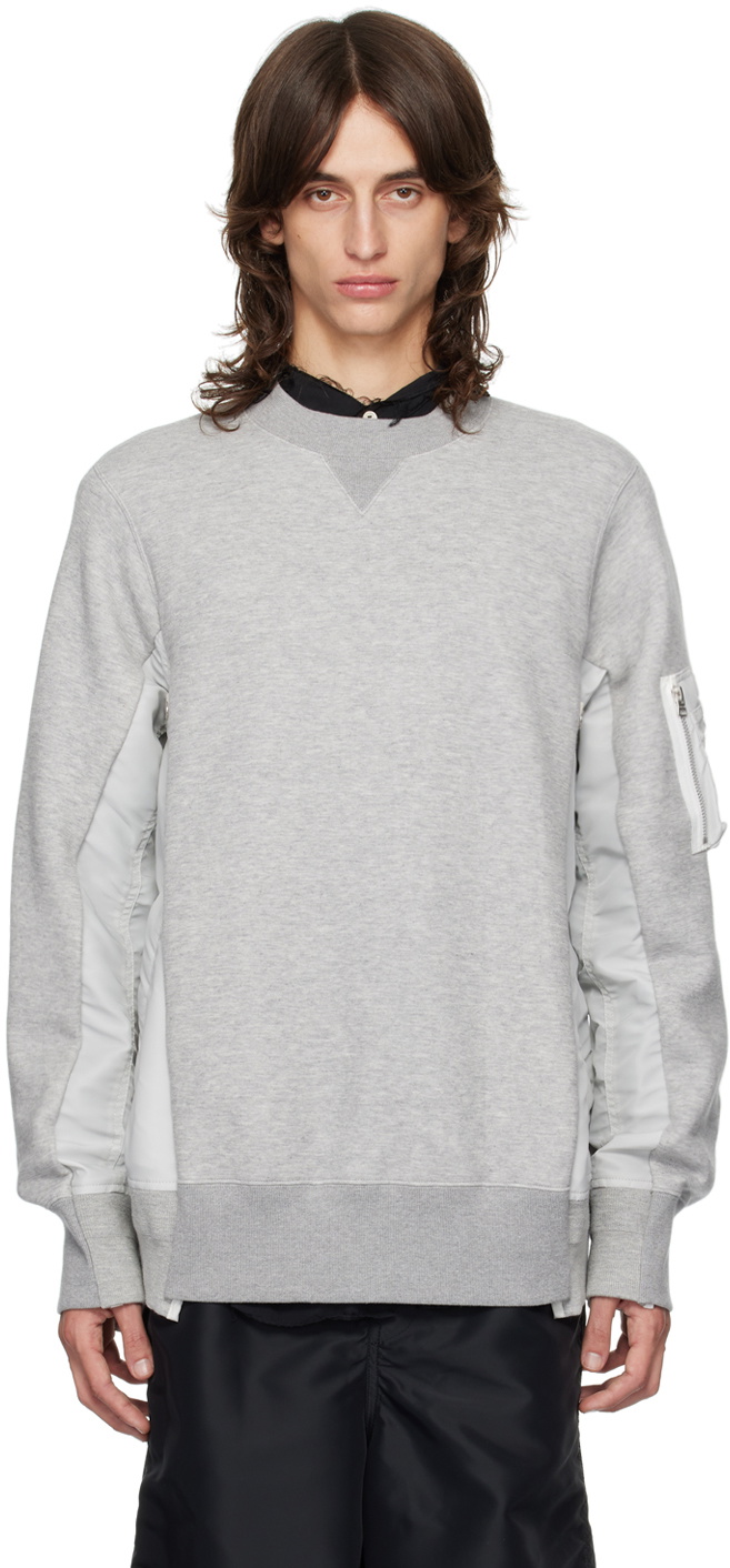 sacai Gray Paneled Sweatshirt Sacai