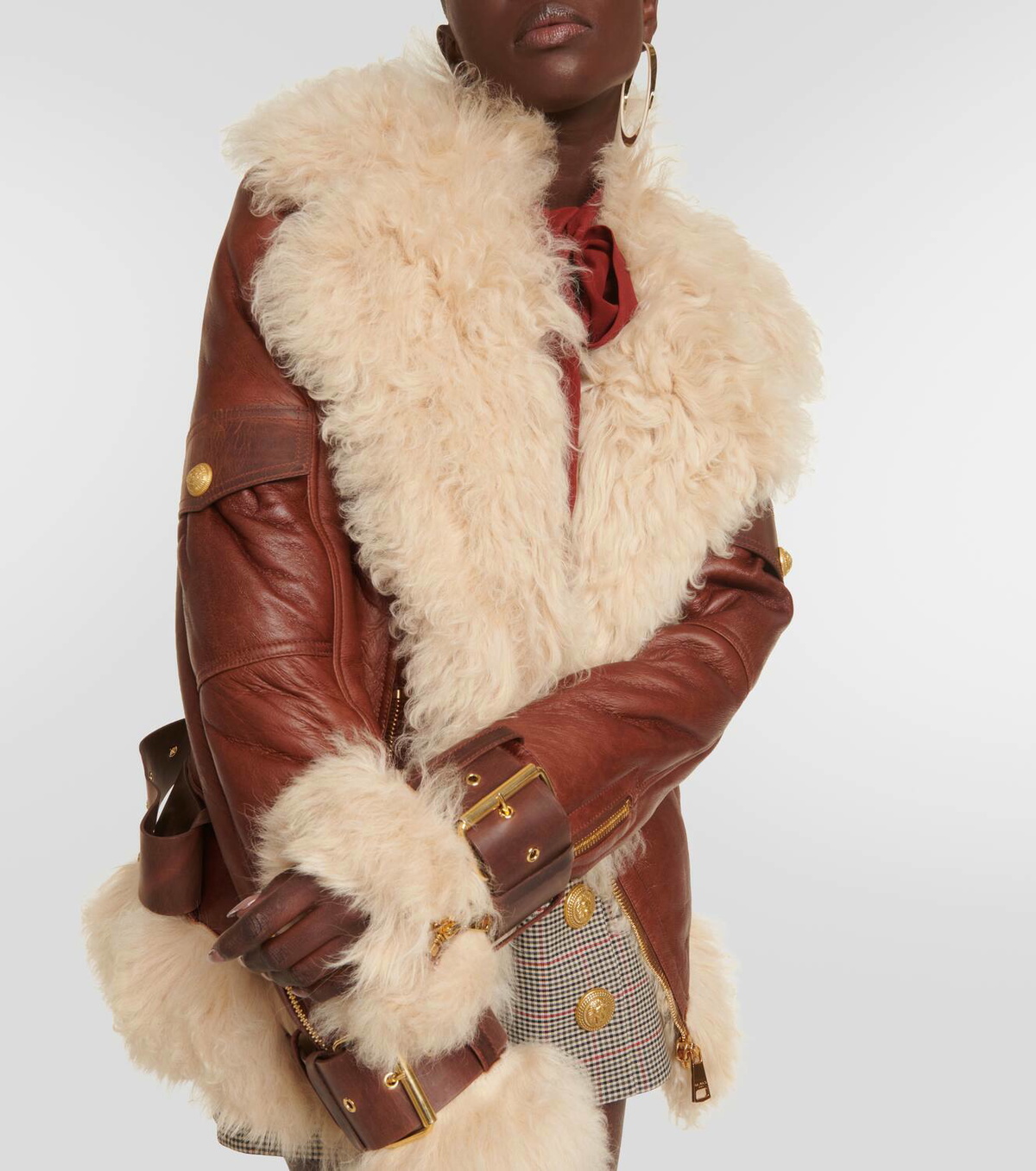Balmain Leather and shearling jacket Balmain