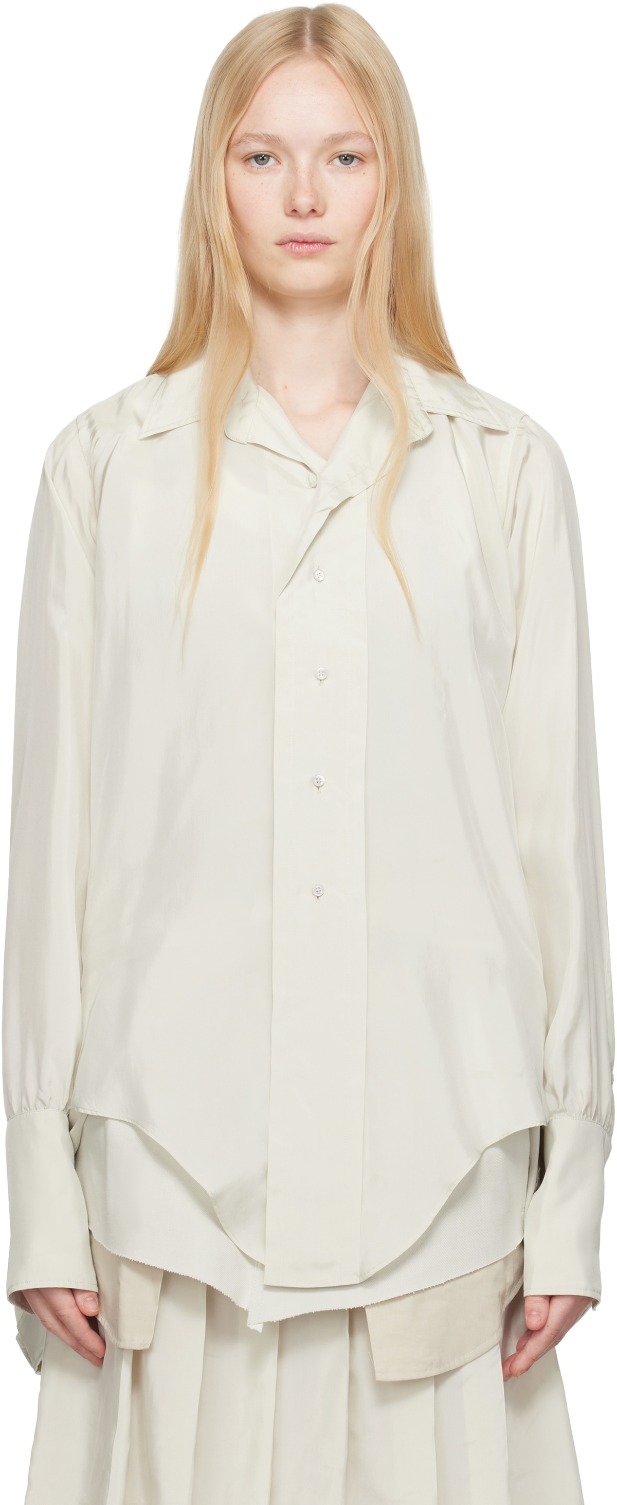 Maison Margiela Beige Dropped Hem Shirt Maison Margiela