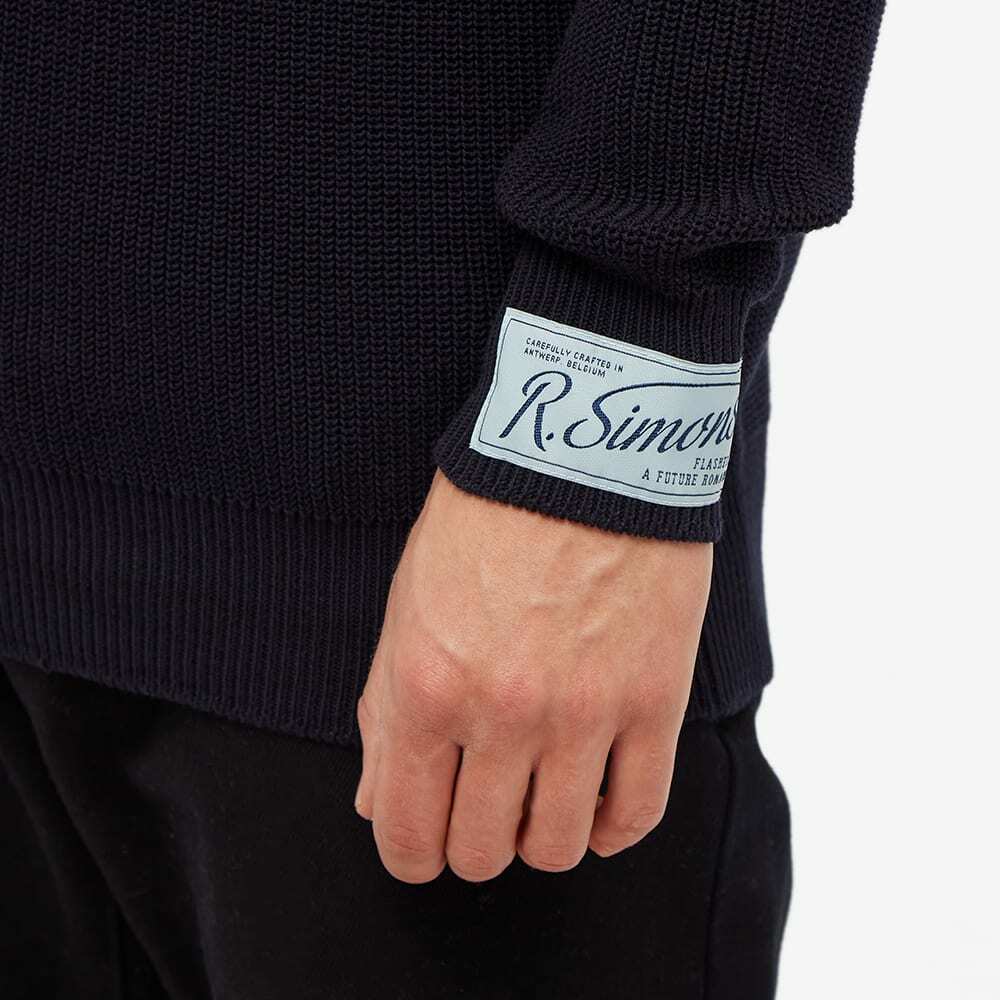 Raf Simons Men's R Logo Crew Knit in Navy Raf Simons