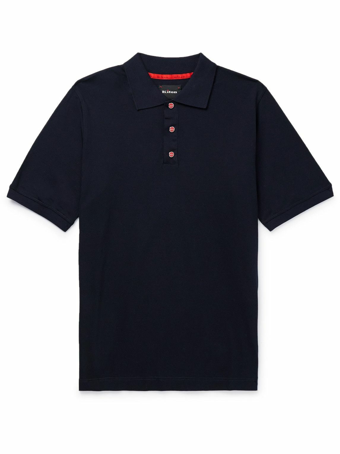 Kiton - Cotton-Piqué Polo Shirt - Blue Kiton