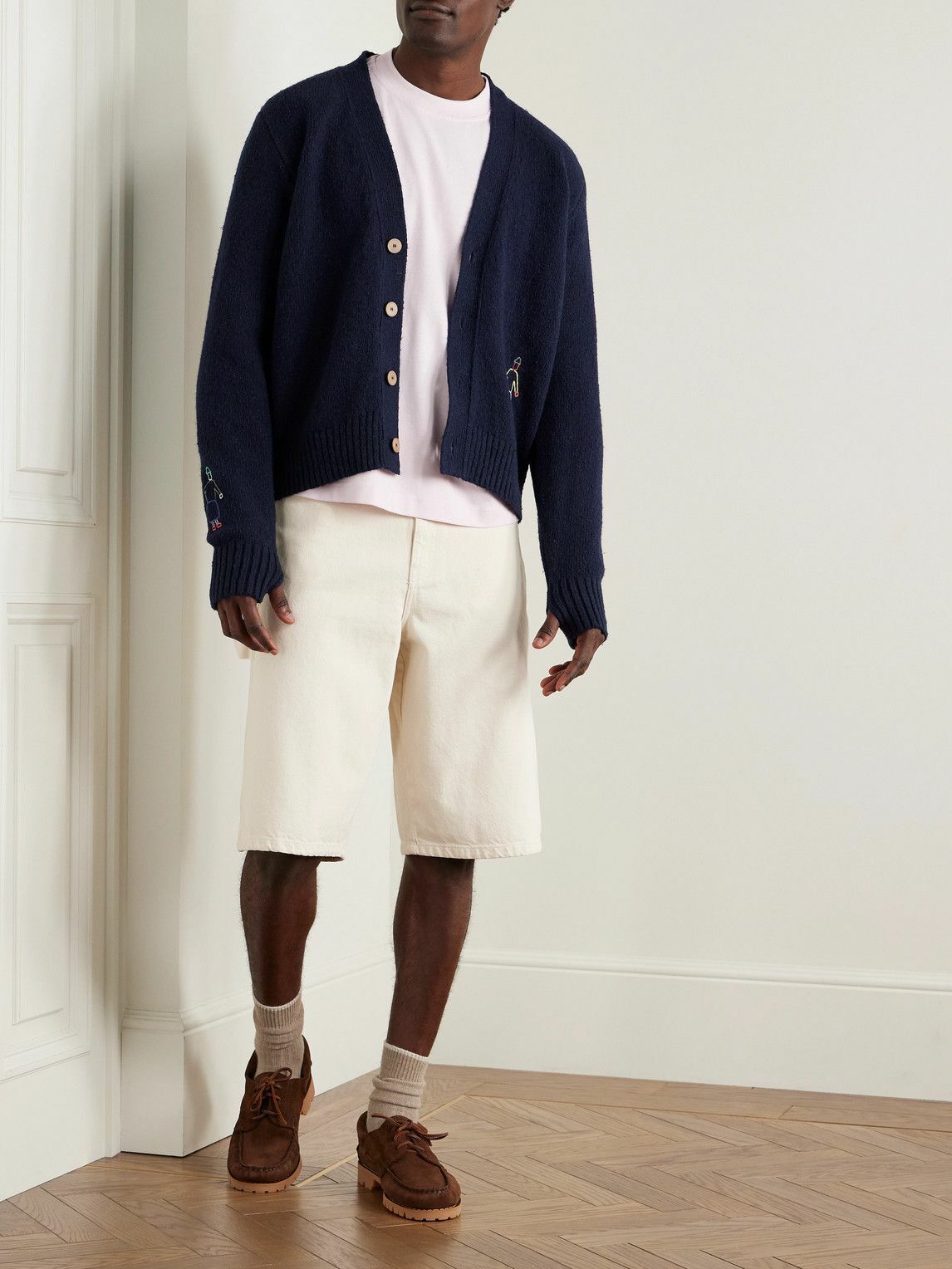 Folk - Embroidered Knitted Cardigan - Blue Folk