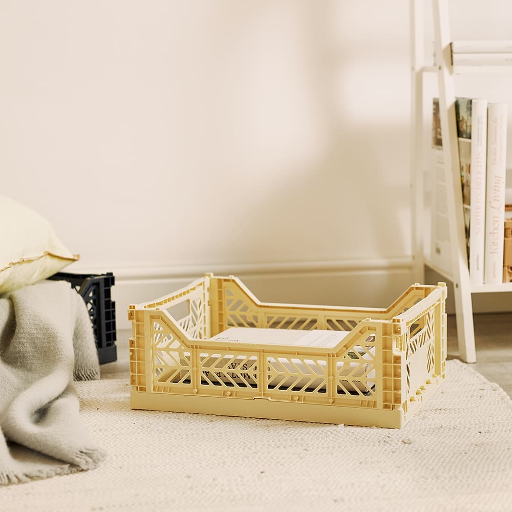 HAY Medium Colour Crate in Light Yellow HAY