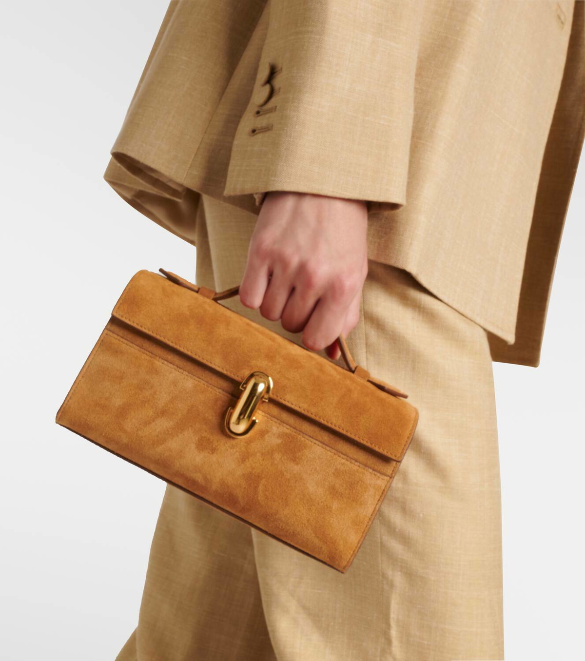 Savette Symmetry Pochette suede tote bag Savette