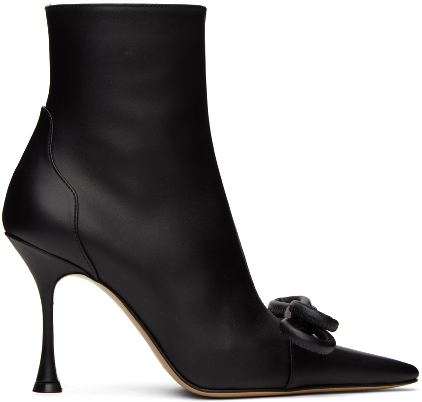 MACH & MACH Black Double Bow 100 Ankle Boots MACH & MACH