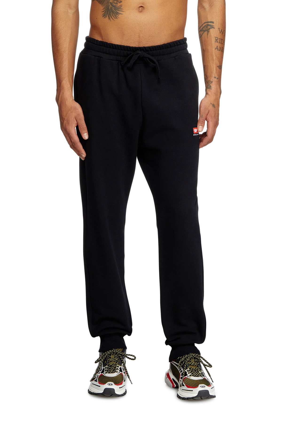 Diesel Sweatpants with logo embroidery - Pants Mens in Black Diesel