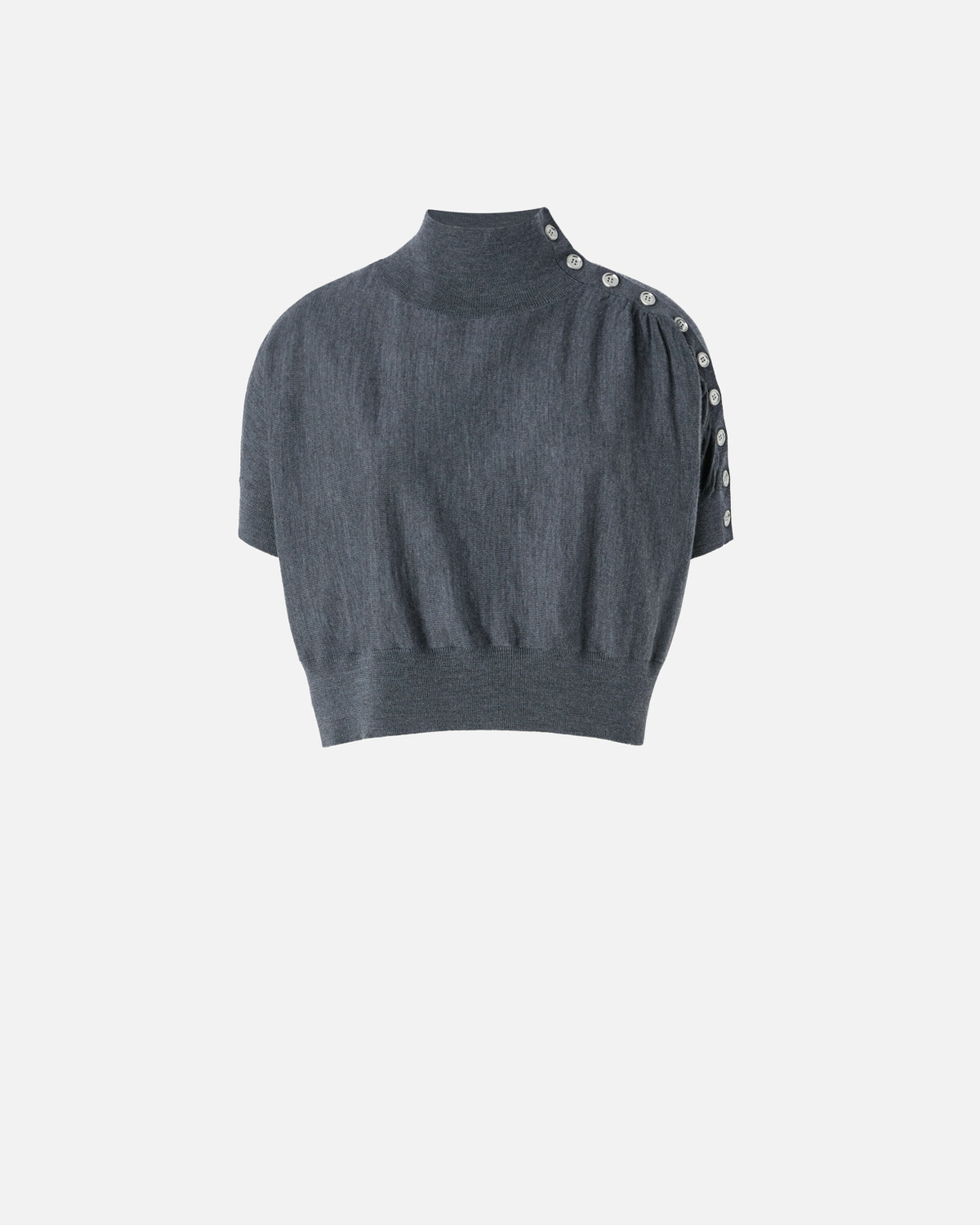 Pinko Short Sleeved Short Sweater With Buttons Grey Crow Pinko