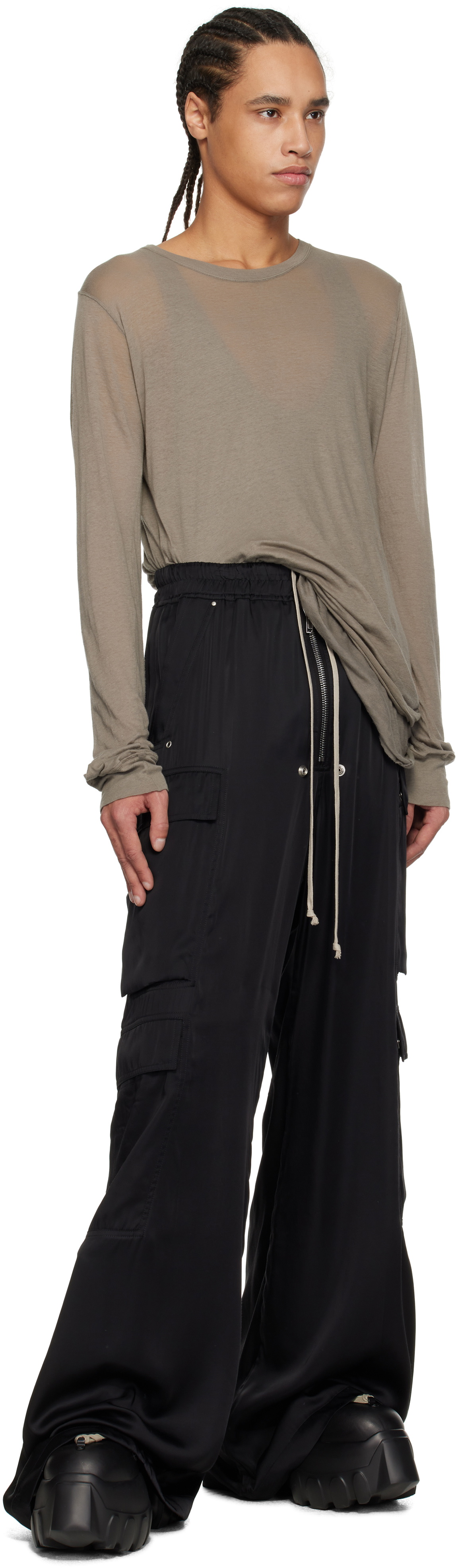 Rick Owens Black Hollywood Megalace Mega Tractor Boots Rick Owens