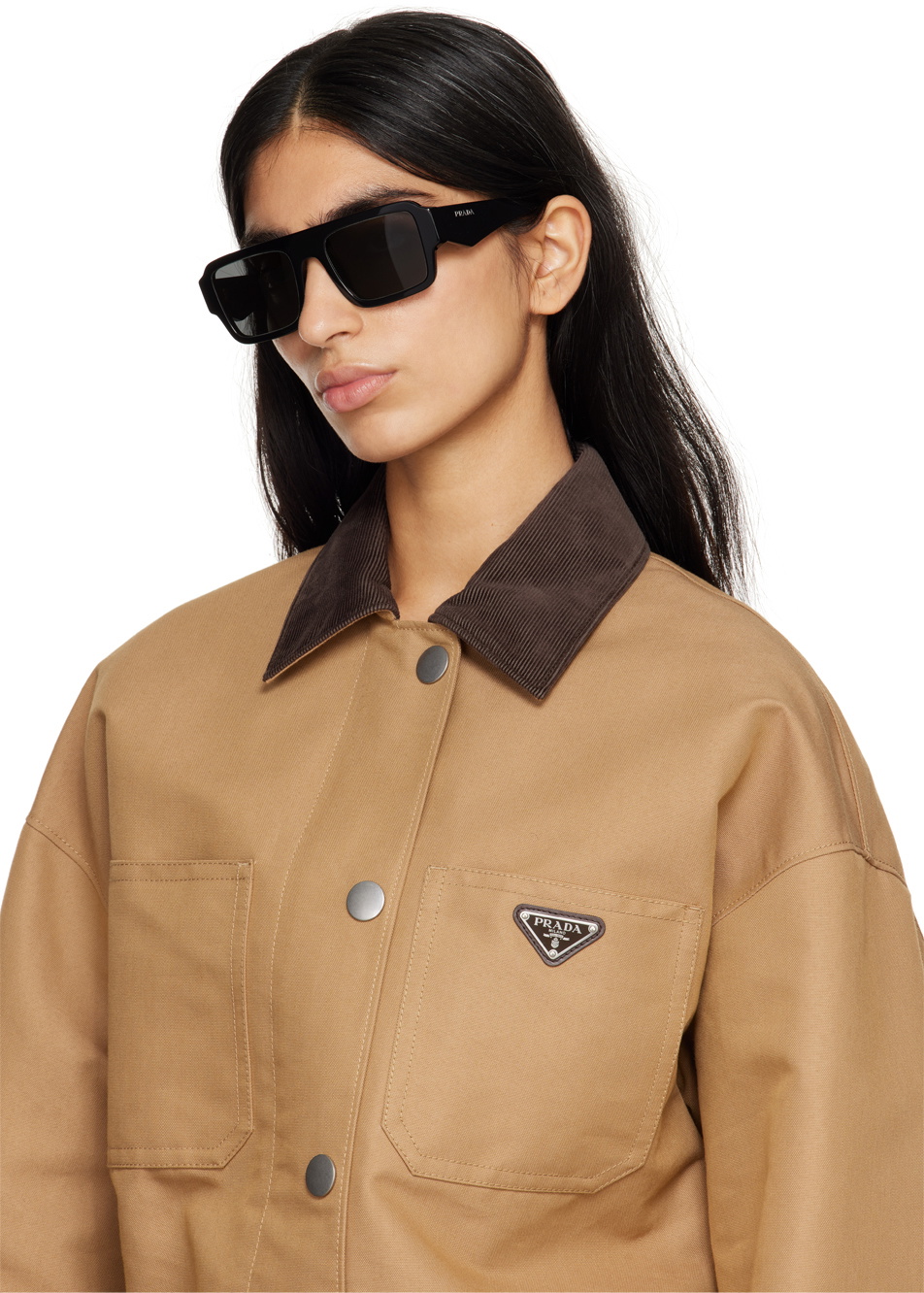 Prada Eyewear Black Oversized Square Sunglasses Prada