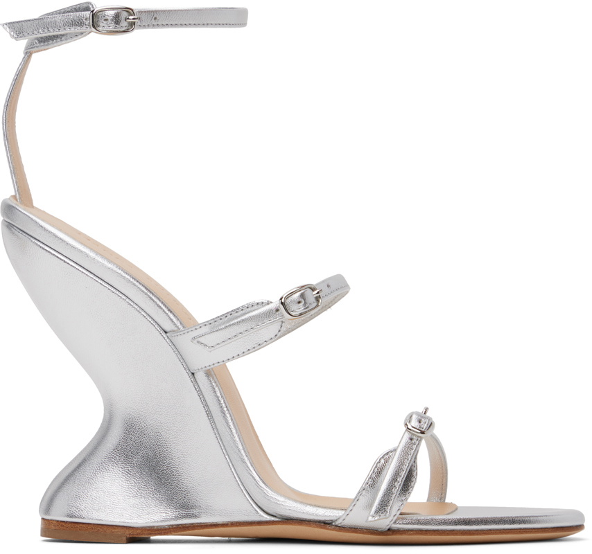 Magda Butrym Silver Inverted Wedge Heeled Sandals Magda Butrym