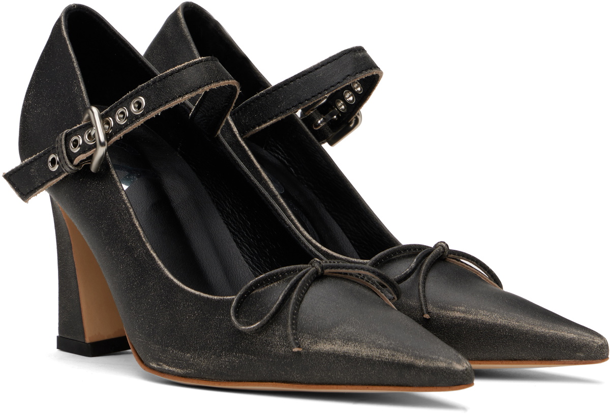 OPEN YY Gray Buckle Pointy Heels OPEN YY