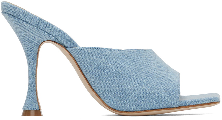Magda Butrym Blue Square Toe Denim Mules Magda Butrym