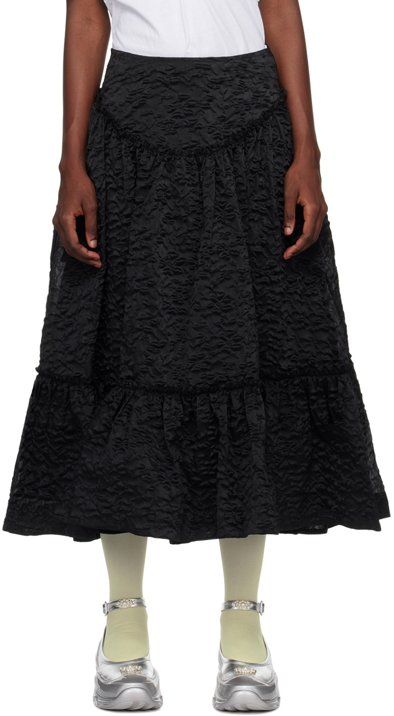 Simone Rocha Black Ruffle Midi Skirt Simone Rocha