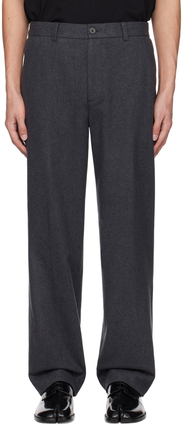 Solid Homme Gray Pleat Trousers Solid Homme