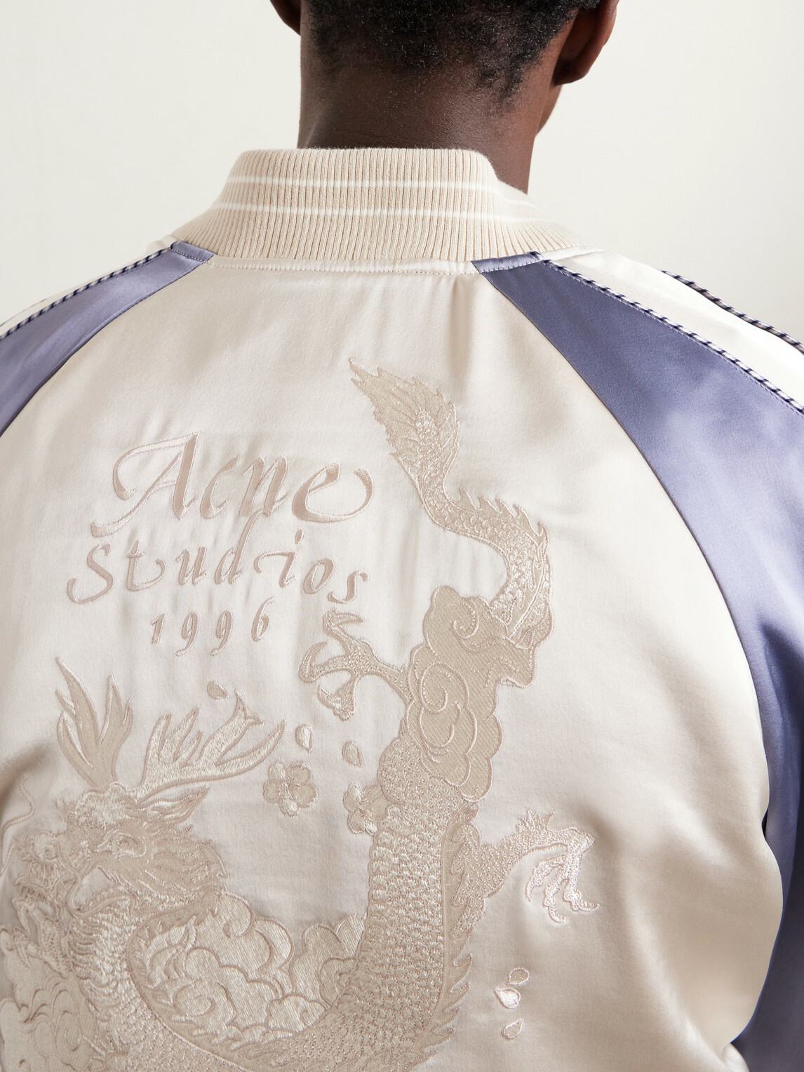 Acne Studios - Oskol Dragon Embroidered Satin Bomber Jacket - Brown ...