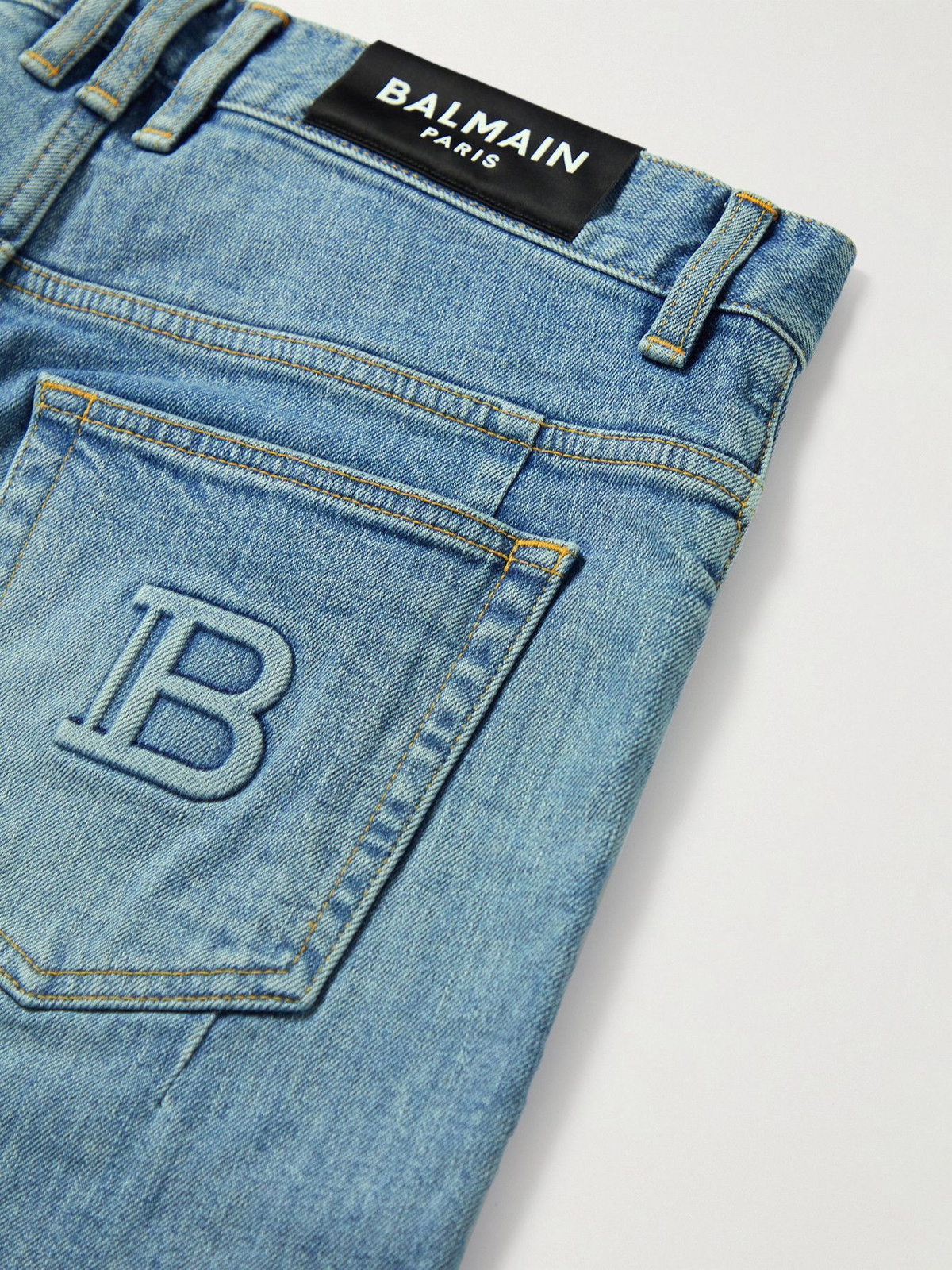 Balmain - Slim-Fit Logo-Embossed Denim Jeans - Blue Balmain